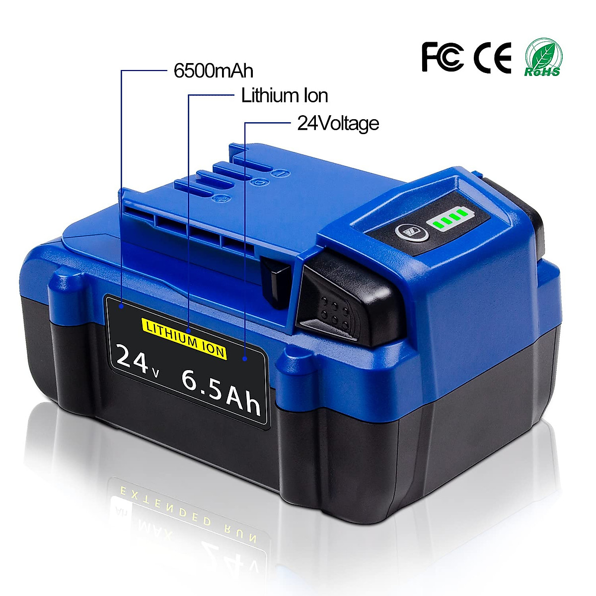 DTK Replacement for Kobalt 24V Battery 6.5Ah Lithium Ion Batteries KB624-03 KB524-03 KB424-03 KB224-03 KB124-03 Compatible with Kobalt 24V Cordless Tool（2Pack）