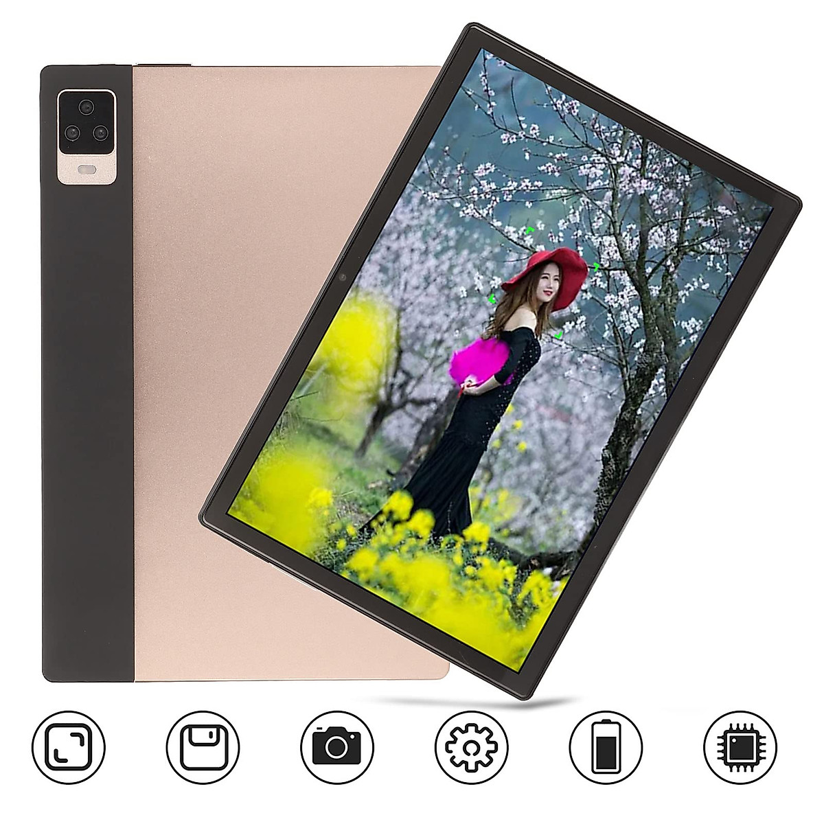 Honio 5G WiFi Tablet, 100-240V IPS Screen 8 Core CPU 8GB RAM 256GB ROM 8MP Front 16MP Rear Call Tablet 12 for Elderly (US Plug)