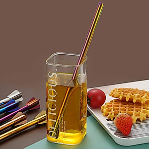 DOITOOL 4pcs Stainless Straws Smoothie Straw Drink Whisk Drink Stirrers Metal Drinking Straw Beverage Straws Reusable Bubble Tea Straw Cocktail Straw Blender Mixing Spoon Symphony Tumbler