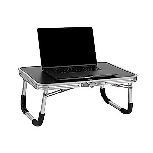 Mind Reader Woodland Collection, Portable Laptop Desk/Breakfast Table, Collapsible, Portable, Folding Table and Legs, 23.5" L x 16" W x 10" H, Black