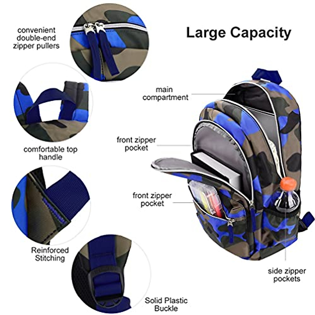 Atarni School Backpack Boys Bookbag Kids - Cute Bags Middle Elementary Preschool Kindergarten Supplies for Teen Little Children Student (Camouflage)