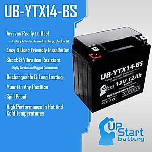 Replacement for 2000 Honda TRX450 FourTrax Foreman S, ES 450 CC Factory Activated, Maintenance Free, ATV Battery - 12V, 12AH, UB-YTX14-BS