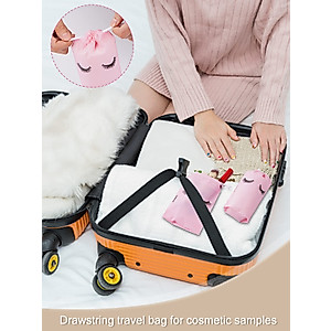 Rohuis 50pcs Eyelash Aftercare Lash Bags for Clients - Drawstring Makeup Cosmetic Shampoo Sample Pouches for Women and Girls- Small Business Supplies (Pink,4 x 6 Inches)