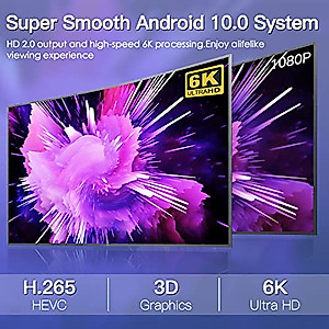Android 10.0 TV Box 2GB RAM 16GB ROM with H616 Chip Quad-core Android TV Box Supports 2.4GHzWiFi/100M LAN/6K 3D Ultra Clear/H.265 Decoding/USB2.0 Android Box Smart TV Boxes