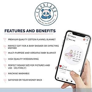 Baby Monthly Milestone Blanket for Boy Girl Gender Neutral Gift for Baby Shower-Circle Ring Play Mat Large- Double Sided Pom Pom Ball Thick Flannel Round Rug for Boy Girl, BabyPhotography Props