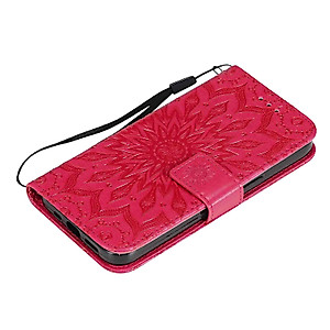 Fansipro Phone Cover Wallet Folio Case for Oppo Reno 6 PRO Plus 5G, Premium PU Leather Slim Fit Cover for Reno 6 PRO Plus 5G, 2 Card Slots, Exact Fitting, Red