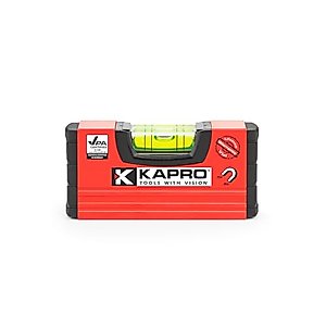 Kapro - 246 Handy Pocket Level - Magnetic - Features VPA Certified & Shock-Resistant Vial - with Rubber End Caps - Pocket-Sized and Compact - Aluminum Box Profile - 4”