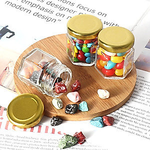 Keketin 1.5oz Honey Jars,30 Pack Hexagonal Glass Jars with Gold Lids,45ml Small Canning Jar Mini Storage Glass Jars for Jams,Fruits,Spices,Nuts,Jellies,Baby Foods