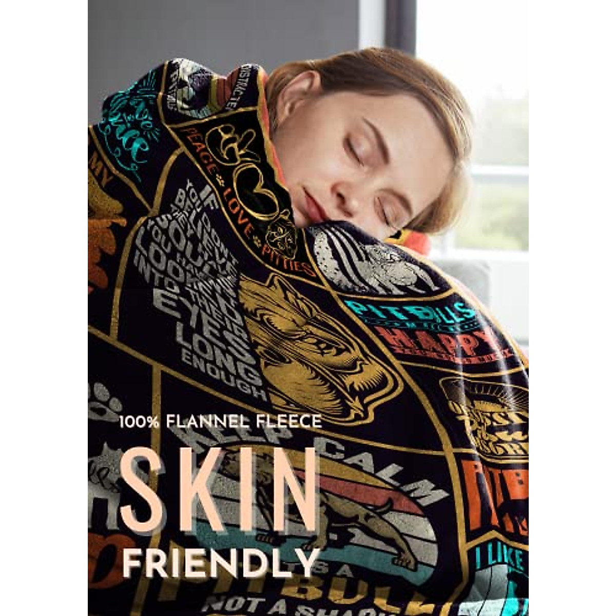 InnoBeta Pitbull Gifts for Pitties Lovers, Pitbull Flannel Blanket Throws for Pitt Dog Mom Dad, 50 x 65 inches, Perfect for Birthday Christmas Thanksgiving Mother's Day