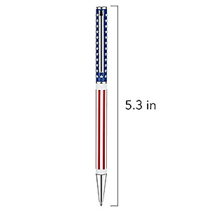 Unibene Slim Metal Retractable Ballpoint Pens Bulk of 6 Count, Patriotic American Flag for Swat, Veteran, Promotion, Graduation, Planner, Medium Point(1 mm Black Ink), School and Office Supplies