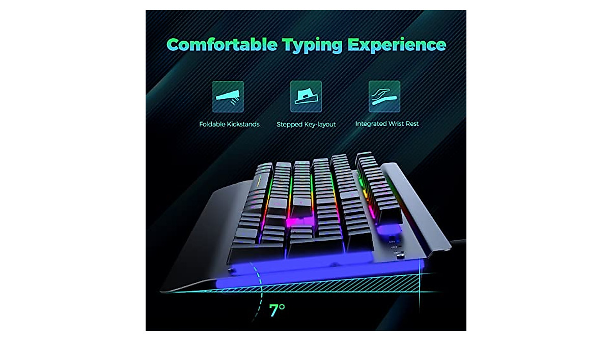 Dacoity Gaming Keyboard, 104 Keys All-Metal Panel, Rainbow LED Backlit ...