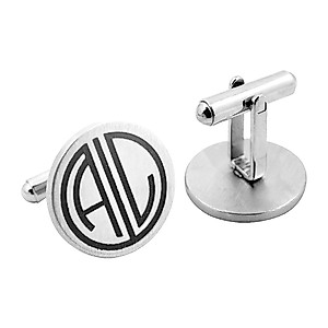 MUEEU Cufflinks for Man Father of the Groom Cufflinks Custom Wedding Cuff Links Handmade Personalized Gifts For Father (Round Father of the groom cufflinks & Tie clip)