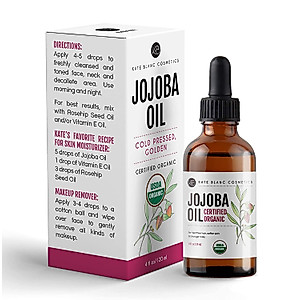 Kate Blanc Cosmetics Jojoba Oil for Hair, Face & Skin. Gua Sha Oil for Face Massage & Dermaplaning (2oz, Organic, 100% Pure, Natural)