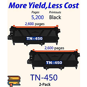 ColorPrint Compatible Toner Cartridge Replacement for Brother TN450 TN-450 TN420 Used for HL-2270DW HL-2280DW HL-2230 HL 2240D MFC-7860DW MFC 7360N 7460DN DCP 7065DN 7060D Printer (2-Pack, Black)