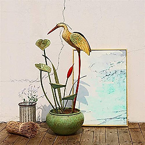 Glitzhome 37" H Garden Waterfall Fountains with Pump, Antique Green Metal Pelican Tiered Outdoor Cascading Floor-Standing Water Fountain for Porch Deck Patio Backyard Home Art Decor