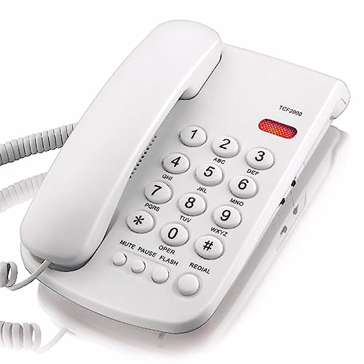 Corded Phone Desktop Fixed Telephone Wall Mountable Landline Phone for Redial/Pause/Flash/Hold Tone Adjustable Desk Phone Fixed Telephone TCF2000 Business Office Telephones House Hold Guest Room