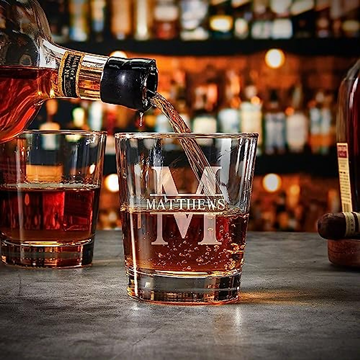 HomeWetBar Classic Monogram On the Rocks Glasses, Set of 4 (Personalized Product)
