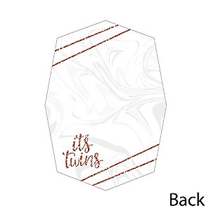 Big Dot of Happiness It's Twin Girls - Shaped - Pink and Rose Gold Baby Shower Thank You Note Cards with Envelopes - Set of 12