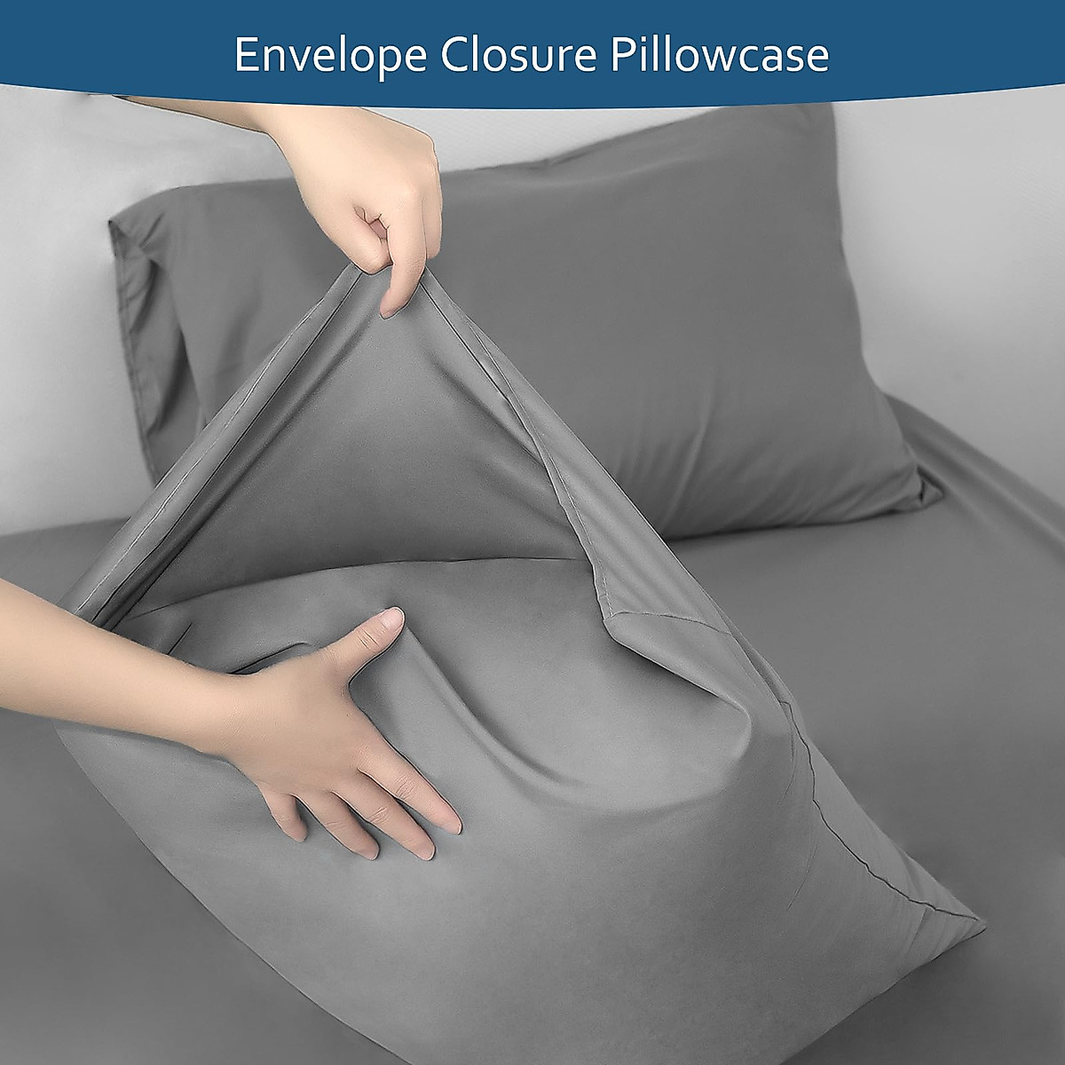 Extra Deep Pocket Full Sheet Set - Breathable & Extra Soft - Deep Pockets Full Size Sheet Sets - Easy Fit 16in to 24in Mattress - 4 Piece Set - Grey Bed Sheets Set