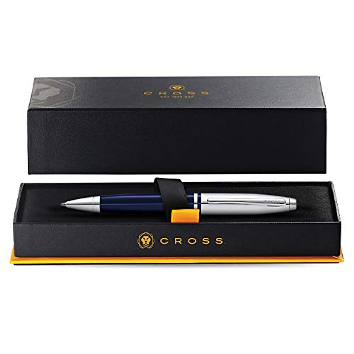 Cross Calais Refillable Ballpoint Pen, Medium Ballpen, Includes Premium Gift Box - Chrome/Blue
