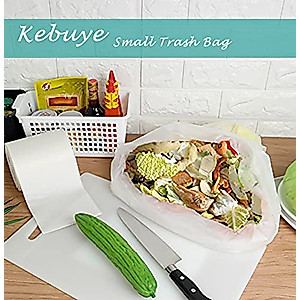 Small Trash Bags 1.2 Gallon, Biodegradable Gallon Waste Bag, Mini Compostable Strong Bathroom Wastebasket Can Liners Garbage Bags for Home Office Kitchen Fit 5 Liter 5L, 1 Gal, White