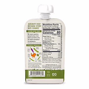 Serenity Kids 6+ Months Turkey Lover Baby Food Pouch Bundle | 6 Each of Pasture Raised Turkey, Turkey & Rosemary and Turkey Bolognese Pouches (18 Count)