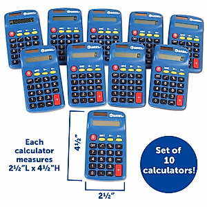 Learning Resources Primary Calculator - 10 Pieces, Ages 3+ Basic Solar Powered Calculators, Teacher Set of 10 Calculators, School Supplies