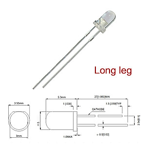50pcs 12V 3mm White LED 9V Gauge Cluster Instrument Light Emitting diodes(White Blue Green Yellow red, Optional in Listing) 0.06 watts