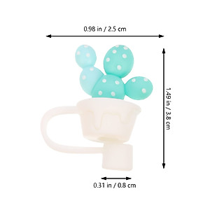 INOOMP 2pc Silicone Straw Cap Cover Reusable Cactus Pattern Drinking Straw Caps Lids Straw Plugs for Straw Tips Suitable for 6-8mm Straws for Home Kitchen Accessories