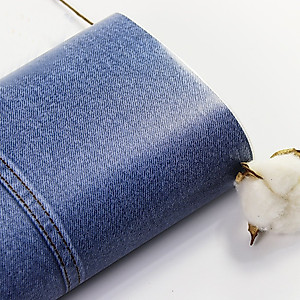 Decorative Blue Denim Pattern Vinyl Contact Paper Self Adhesive Shelf Liner for Kitchen Cabinets Countertop Furniture Crafts 17.7x78.7 Inches