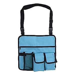 PATIKIL Chair Armrest Organizer, Waterproof Beach Chair Hanging Storage Pouch Snack Magazine Arm Rest Bag with 4 Pockets for Outdoor Camping, Light Blue