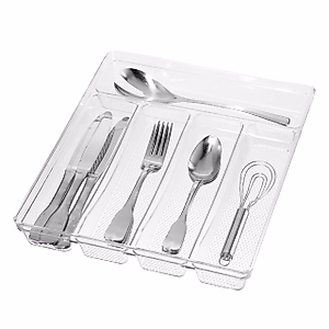 OGGI Clear Tray Flatware Organizer, 5-Compartment