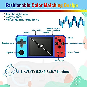 Beico Handheld Game Console for Kids Adults 3.0" Large Screen Built in 270 Classic Retro Video Games Seniors Electronic Games Consoles Birthday Present (Blue)