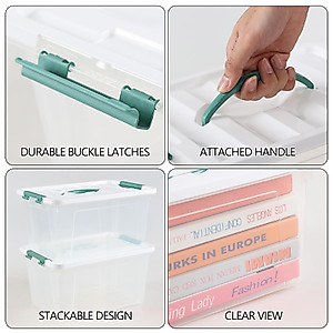 Buyitt Plastic Storage Box with Lids, Clear Plastic Latching Bins, 14 Quart, Pack of 6