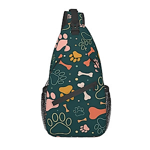 Animal Paws And Bones Sling Bag For Women Men,Crossbody Shoulder Bags Casual Sling Backpack Chest Bag Travel Hiking Daypack For Outdoor