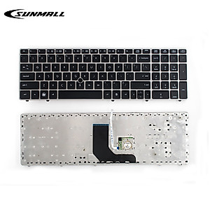 SUNMALL Keyboard Replacement with Silver Frame Compatible with HP Elitebook 8560P 8570P Probook 6560B 6565B 6567B 6570B 6575B Series Keyboard with Pointer