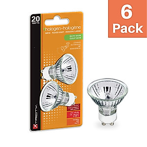 Xtricity Halogen 20W GU10 Bulb Glass Spotlight Light Bulb, 20W, Dimmable, 2700K Soft White, 190 Lumens, GU10 Stove Hood Light Bulbs 120V, (6 Pack)