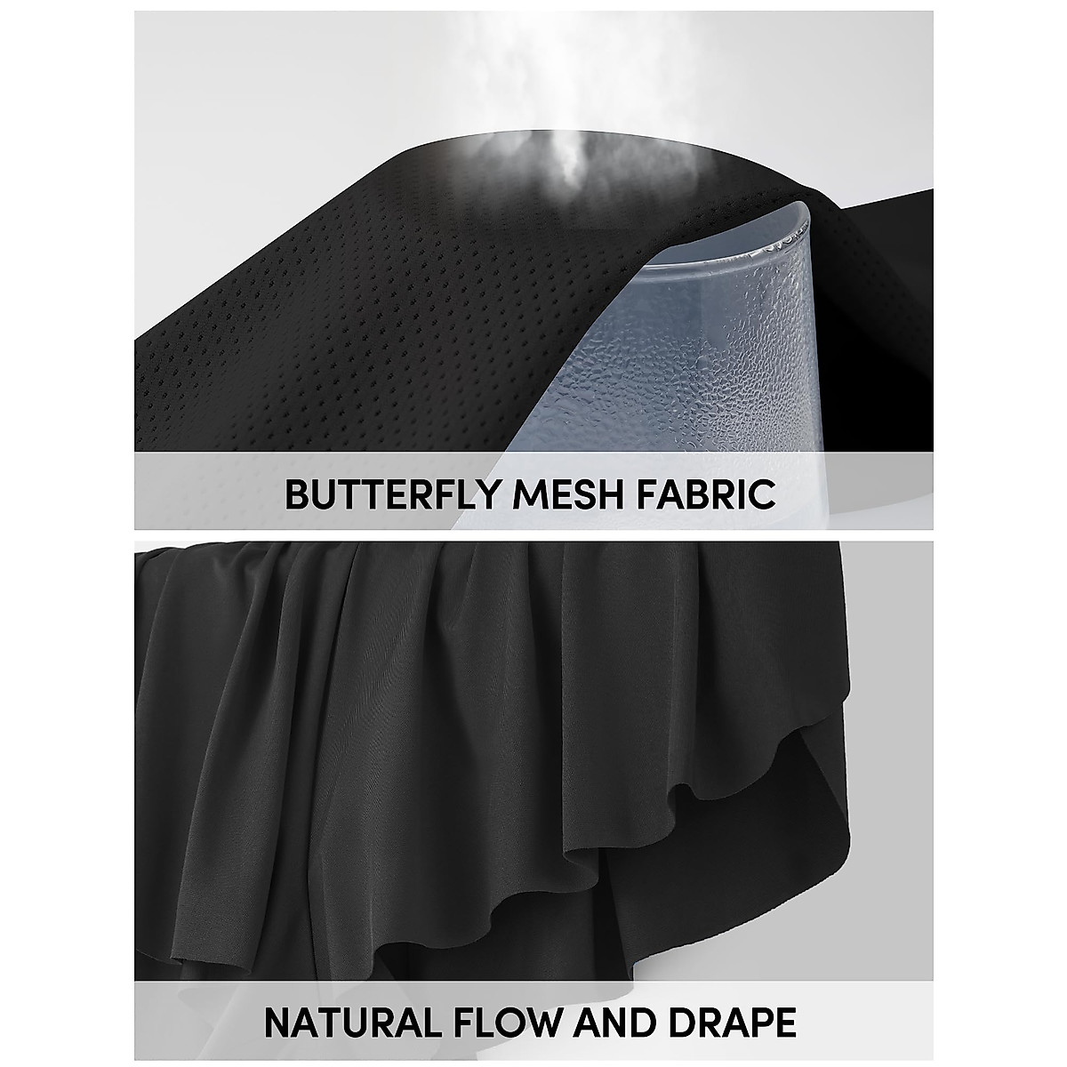 IUGA Athletic Shorts for Women Butterfly Shorts High Waisted Flowy Running Shorts 2 in 1 Crossover Preppy Clothes Skorts Black