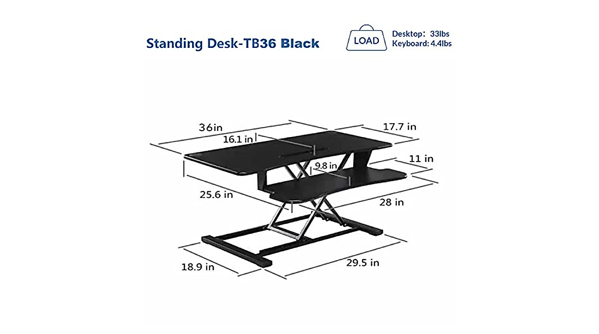 Legend Vansen, 32 Inch Adjustable Height Standing Desk Converter 36 ...