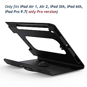 Beelta Kiosk Tablet Stands - 360 Swivel Base, iPad Desktop Stand for iPad Air 1 2, Pro 9.7, iPad 5 6 Gen All Metal Black, BSC102B