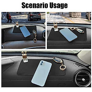 Car Dashboard Anti-Slip Rubber Pad, Two-Sided Super Sticky Dashboard Anti Slip, 10.6 x 5.9 Universal Non-Slip Car Dashboard Sticky Adhesive Mat for Cell Phones, Sunglasses, Keys More (Square /Black)
