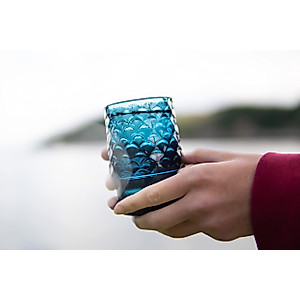 Gökotta Set of 4 | Handmade Stacking Koi Carp Fish Drinking Glasses | Natural Blue Glass Tumblers | Retro Fun Quirky Gift Present | Dinner Party Cocktail Water Juice Coffee Mugs Cups | 4PCS 250ml