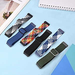 BISONSTRAP Nylon Watch Bands 20mm, Adjustable Braided Loop Straps for Men and Women,Black with Black Buckle