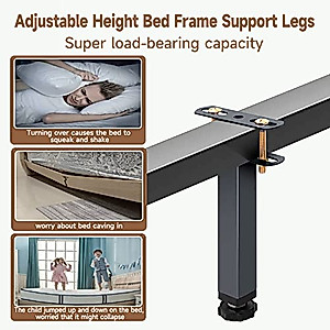 4 Pcs Adjustable Height Bed Support Legs For Bed Frame/Bed Center Slat, Super Sturdy Metal Bed Frame Center Support Leg, Replacement Bed Frame Support Legs, Support Feet For Bed Frame (7.8 To 10.6 IN)