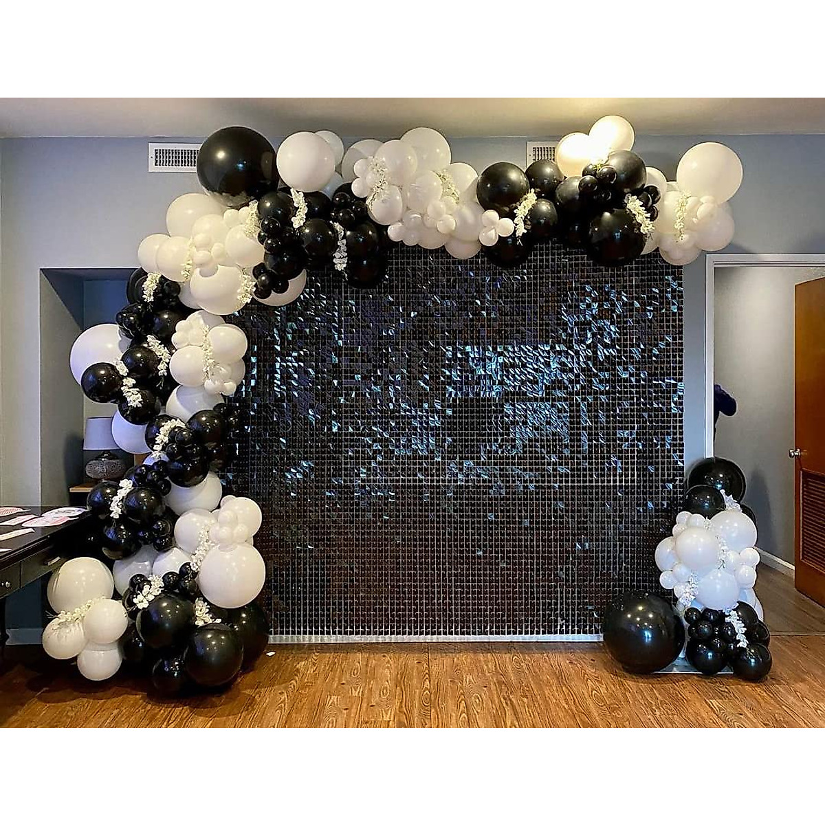 Black and White Balloon Garland Kit, 124Pcs Arch Kit with Confetti White and Black Balloons, Bright Durable Latex Balloons for Birthday, Anniversary, Wedding, Engagement, Graduation, Party Decorations