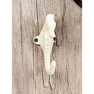 Abbott Collection Cast Iron Seahorse Wall Hook, White