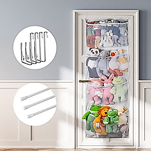 Nirvaer Stuffed Animal Storage, Plus Size Over The Door Organizer Storage for Storage Plush Toys, Baby Accessories and Other, Door Organizer Hanging Toy Storage Pocket for Nursery Bedroom (White)