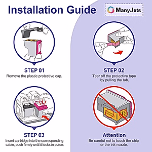 ManyJets Remanufactured 63XL Ink Cartridges Replacement for HP 63 XL Black and Color Combo Pack for HP Officejet 3830 4650 5255 5258 5212 Deskjet 3630 1112 2130 Envy 4520 4510 (1 Black,1 Tri-Color)