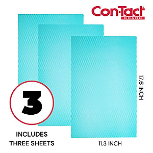 Con-Tact Brand Refrigerator Shelf and Bin Liner, Embossed Durable Washable Non-Adhesive Water and Oil Proof Reusable BPA Free Fridge Mat, 17.6" x 11.3", Teal, 3 Pack