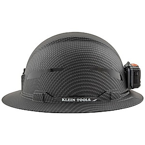 Klein Tools 60346 Hard Hat, Non-Vented Full Brim, Class E, Premium KARBN Pattern, Rechargeable Lamp, Padded Sweat-Wicking Sweatband, Top Pad Large
